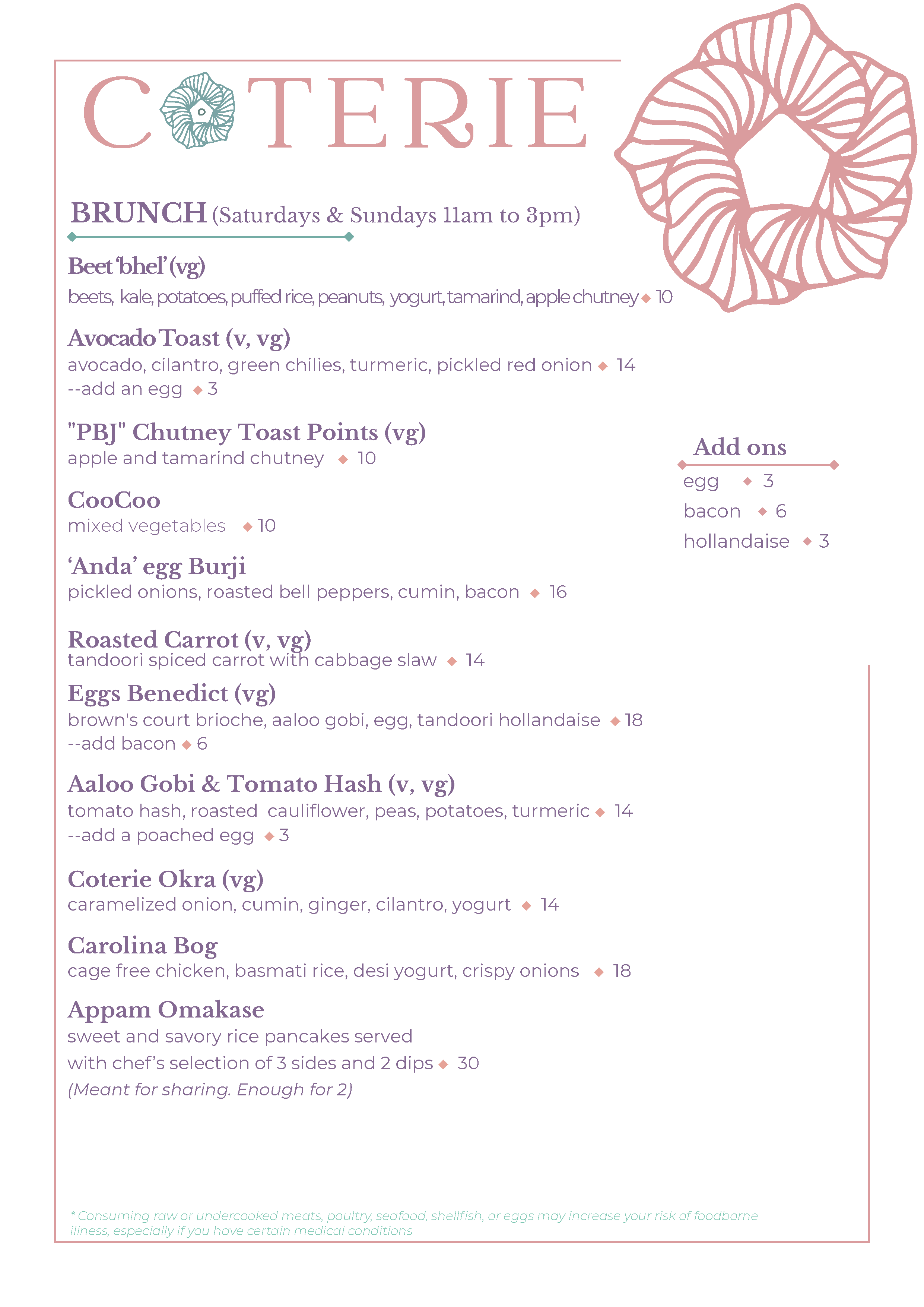 Coterie - menu