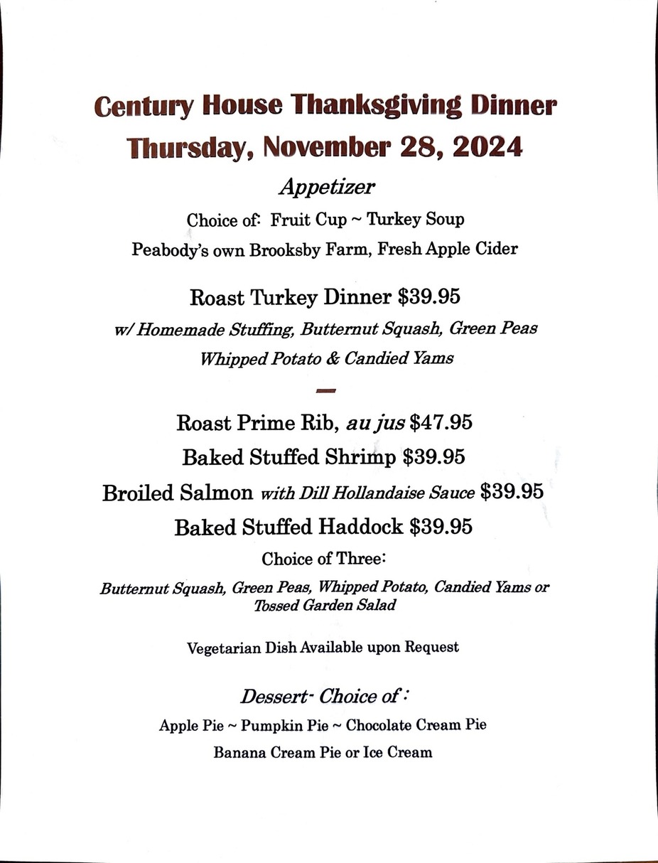 Century House Restaurant - Events