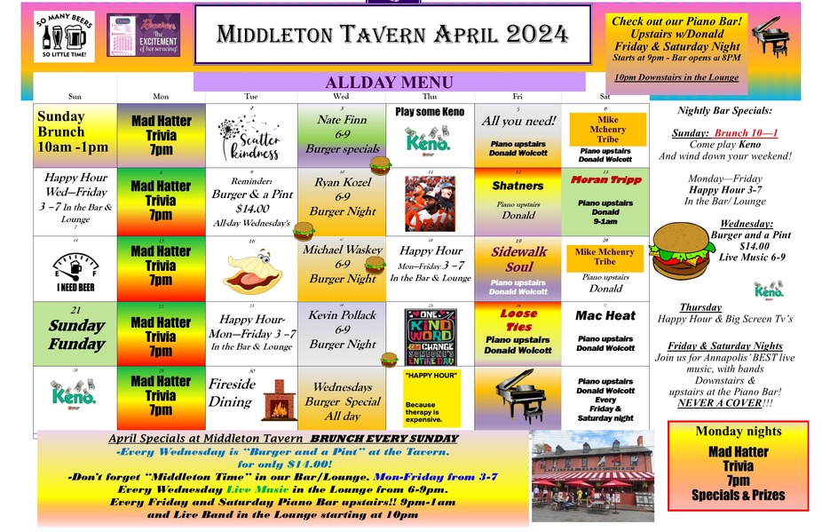 Middleton Tavern - Events/Music