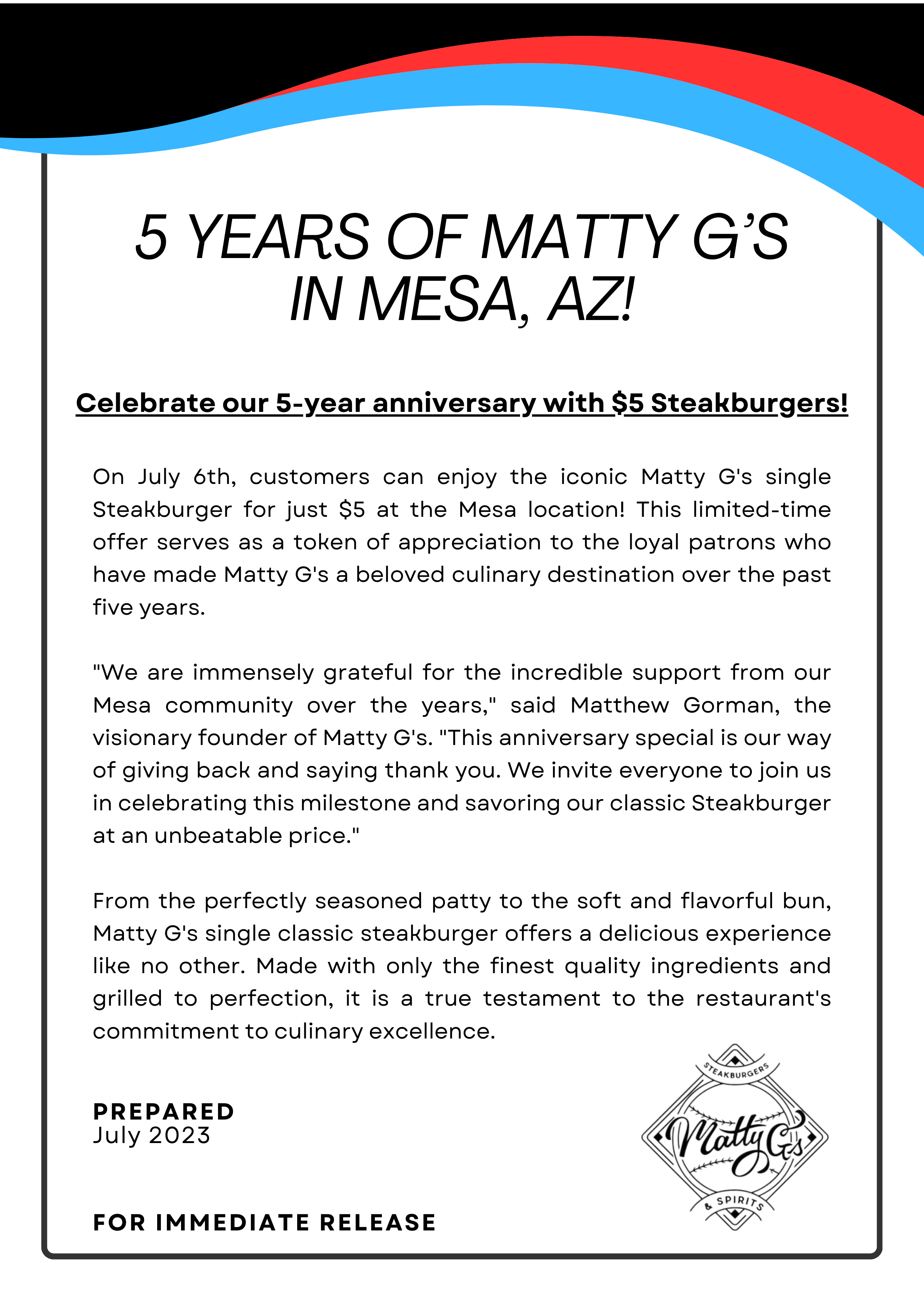 Matty G's Steakburgers - Mesa, AZ