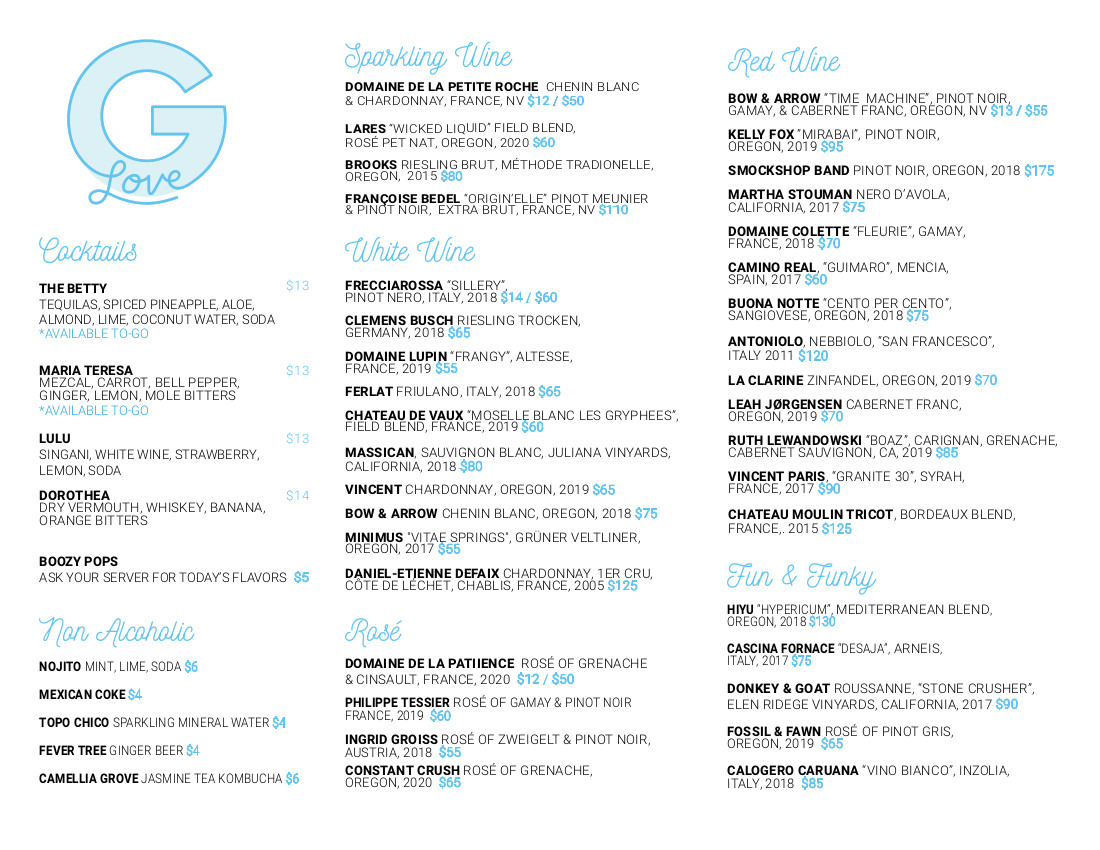 G-Love - menu