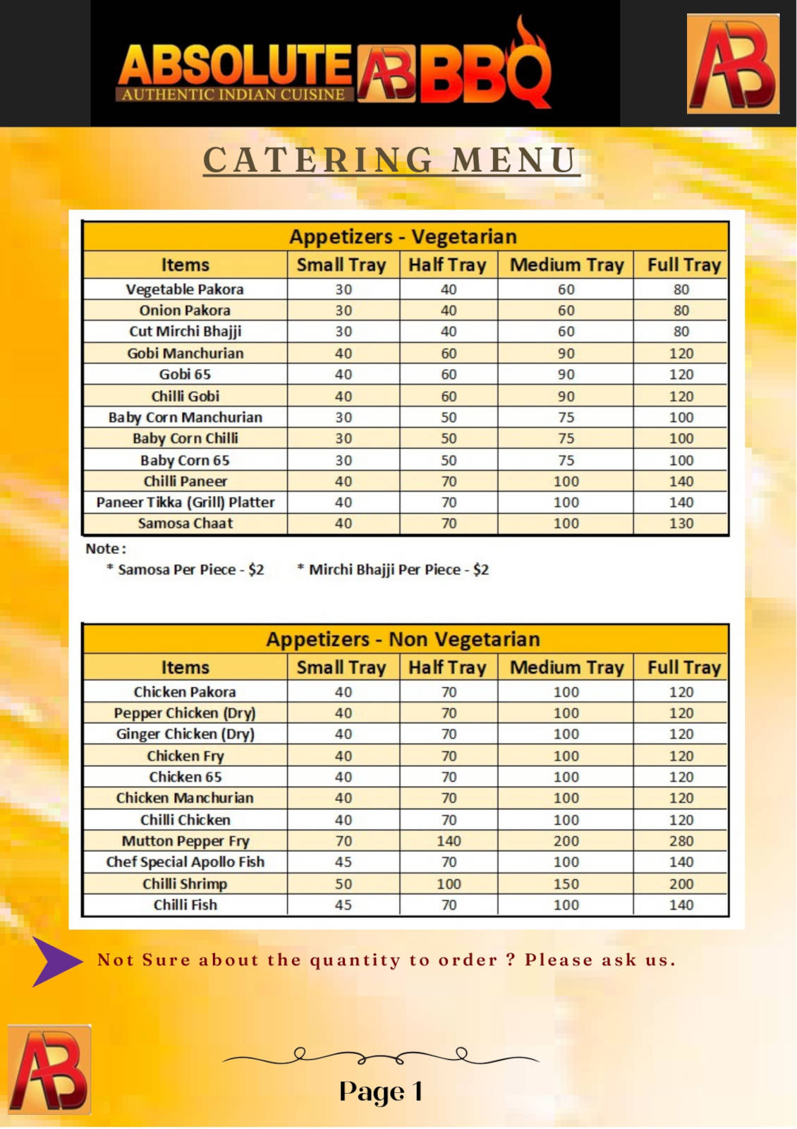 Absolute BBQ - Food Menu