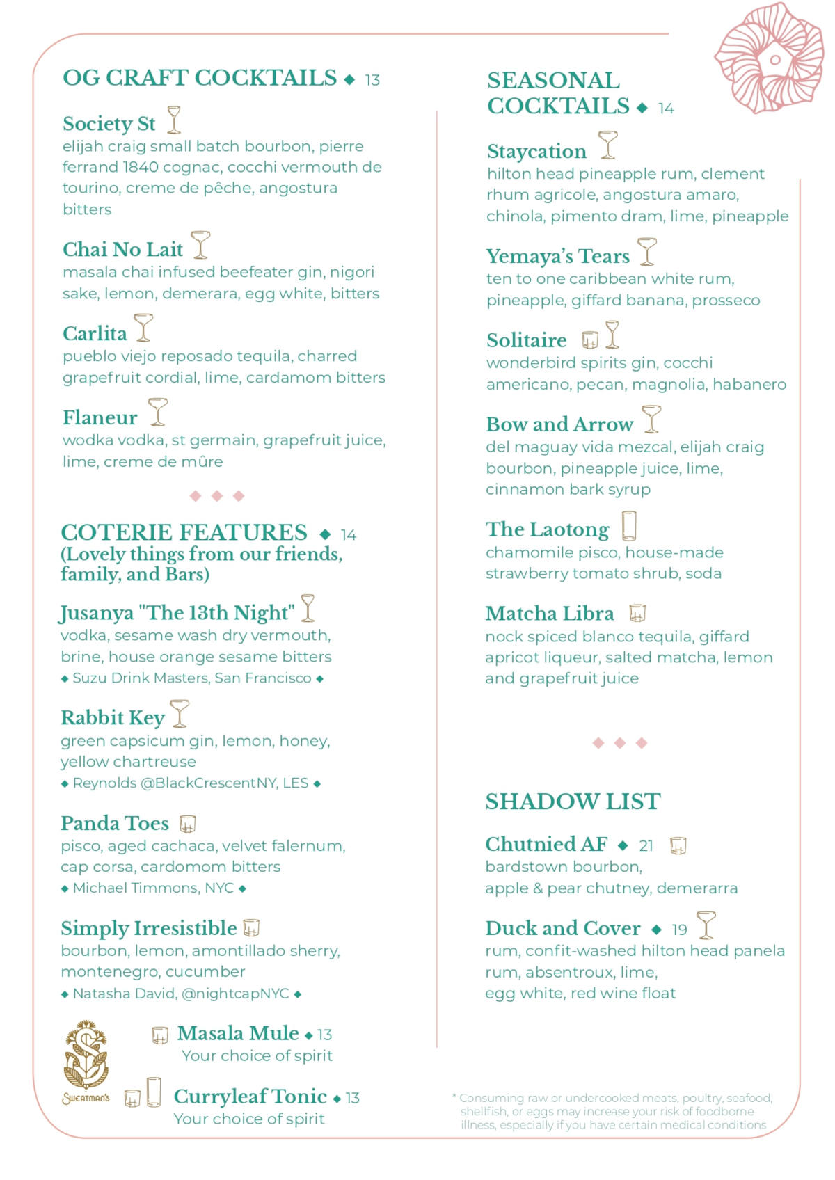 Coterie - Dinner Menu